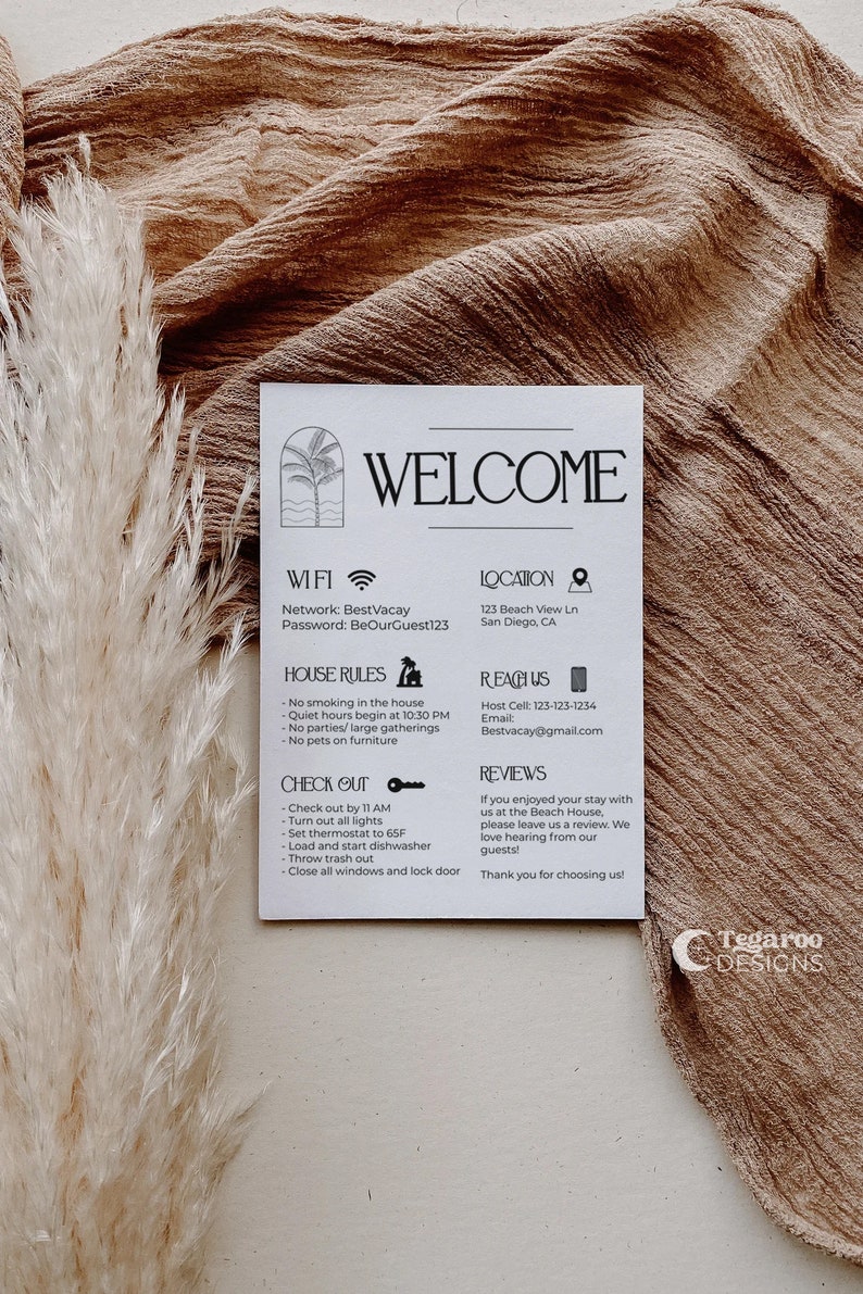 Boho Modern Minimalist Airbnb VRBO Vacation Welcome Sign - Etsy