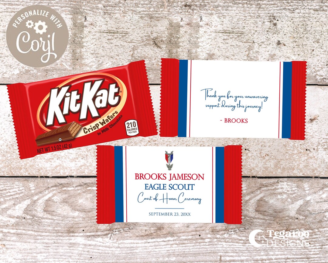 Kit Kat Bar Labels | Court of Honor | Favors | Thank You | Eagle Scout ...