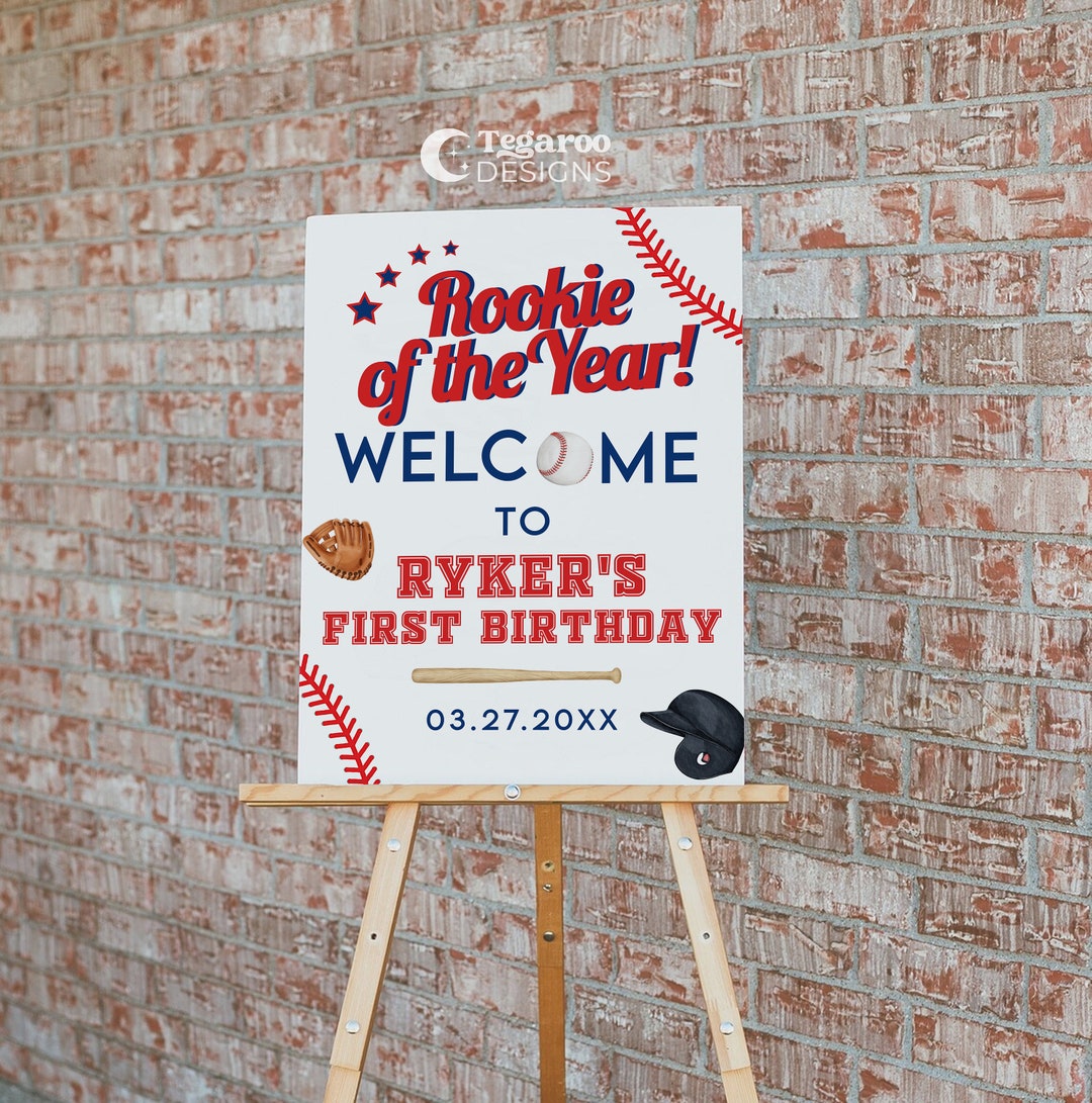 Baseball Rookie of the Year Birthday Party Welcome Sign | Editable ...