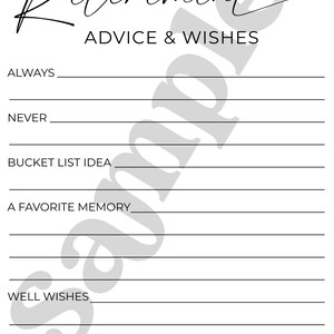 Retirement Advice and Wishes Party Game | Retirement Activity | Fun ...