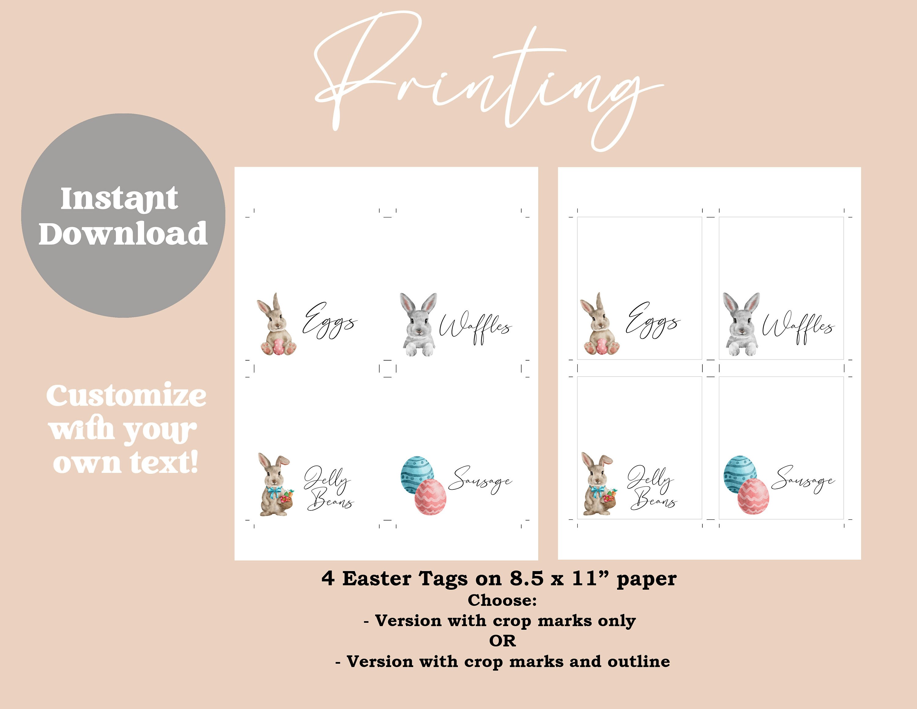 Printable Easter Food, Name Tented Place Card (4 Images) - Editable ...