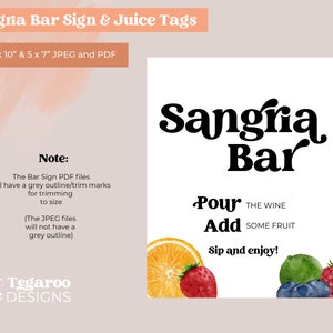 Sangria Bar Sign | Watercolor Retro Modern Minimalist Sangria Bar Sign ...