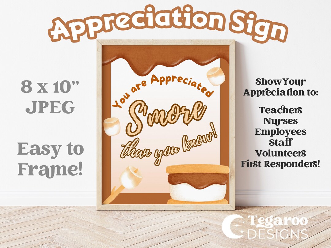 S'more Appreciation Sign | Appreciate You Smore | Camp Sign ...