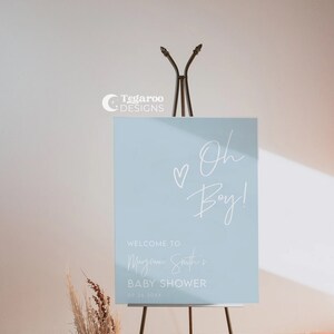 Blue Baby Shower Welcome Sign | Oh Boy | It's a Boy | Simple Minimalist ...