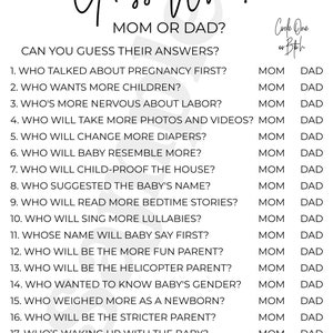 EDITABLE Guess Who Mom or Dad | Mommy or Daddy Game | Fun Baby Shower ...