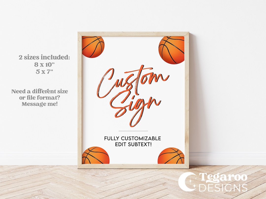 Basketball Birthday Custom Sign | Basketball Food Sign | Drink Sign ...