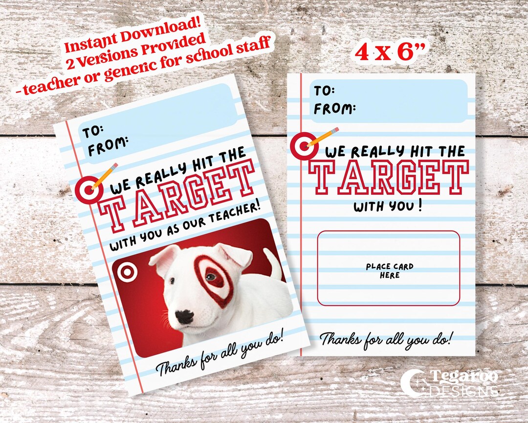 Teacher Target Gift Card Holder | School Staff Appreciation | Teacher ...