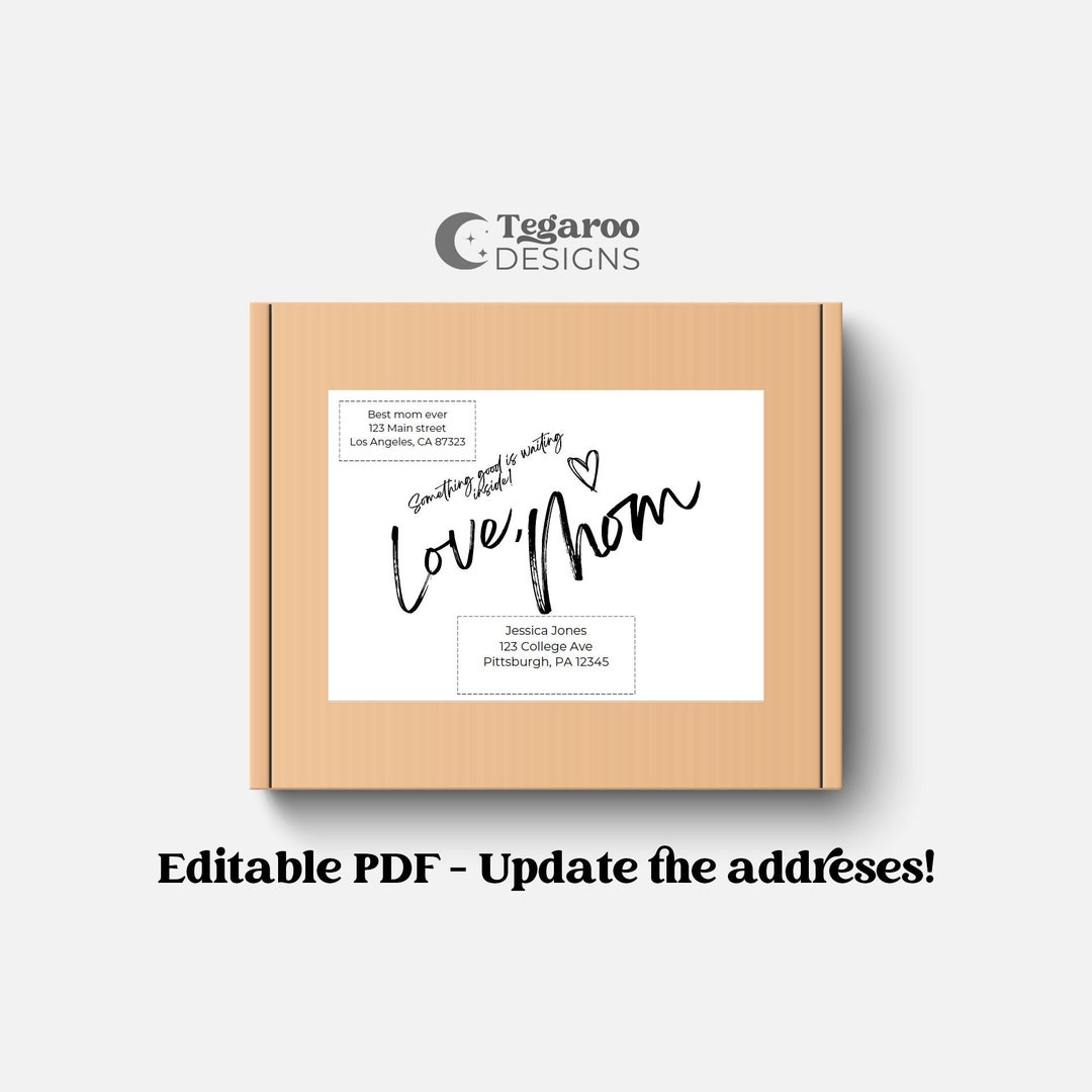 Care Package From Mom Label | College Care Package | Care Package Label ...