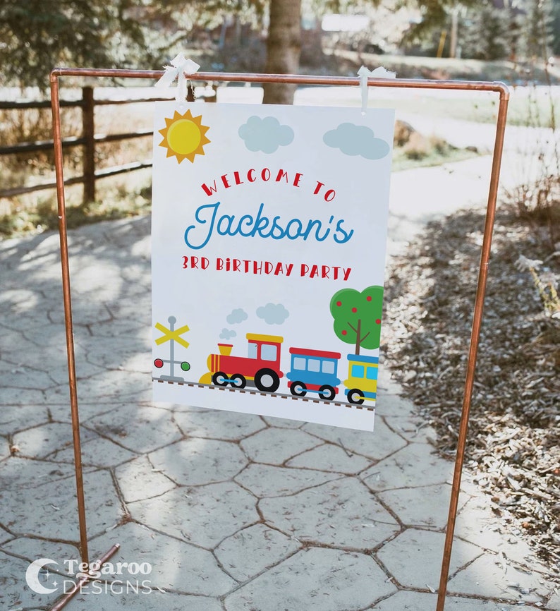 Train Birthday Party Welcome Sign Train Party Sign Modern - Etsy