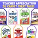 23 Teacher Employee Appreciation Tags | Candy Bar Gift Tag | Treat Tags ...