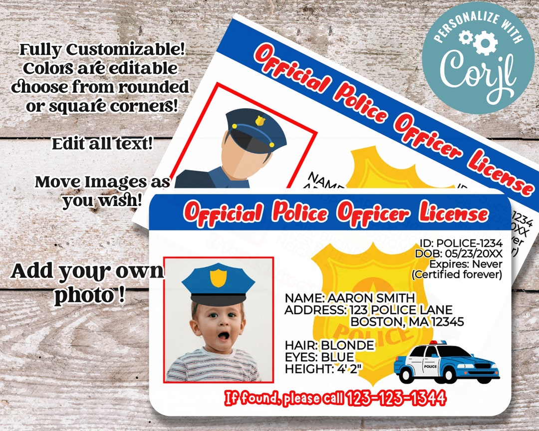 Personalized Police Officer License | Police Car License | Kids Play ...