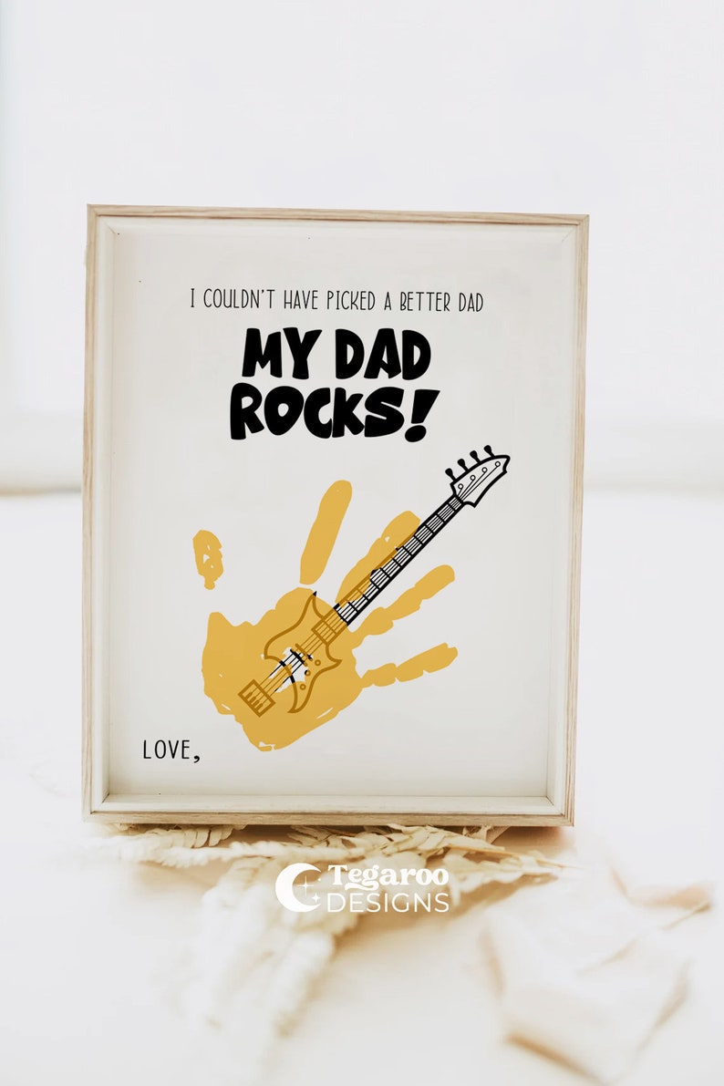 My Dad Rocks Father's Day Gift Present Hand Print Art - Etsy