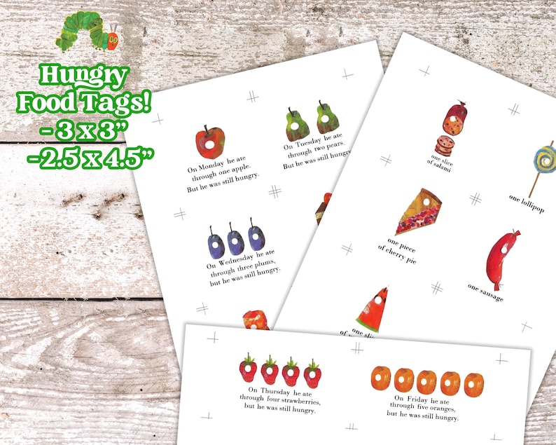 Hungry Caterpillar Story Food Tags | Food Labels | Birthday | Baby ...