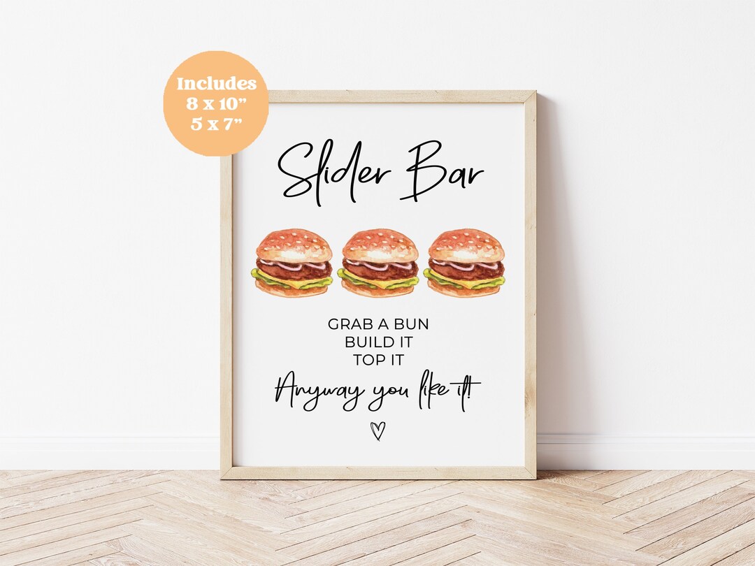 Simple Clean Modern Minimalist Slider Burger Bar Sign | Baby Shower ...