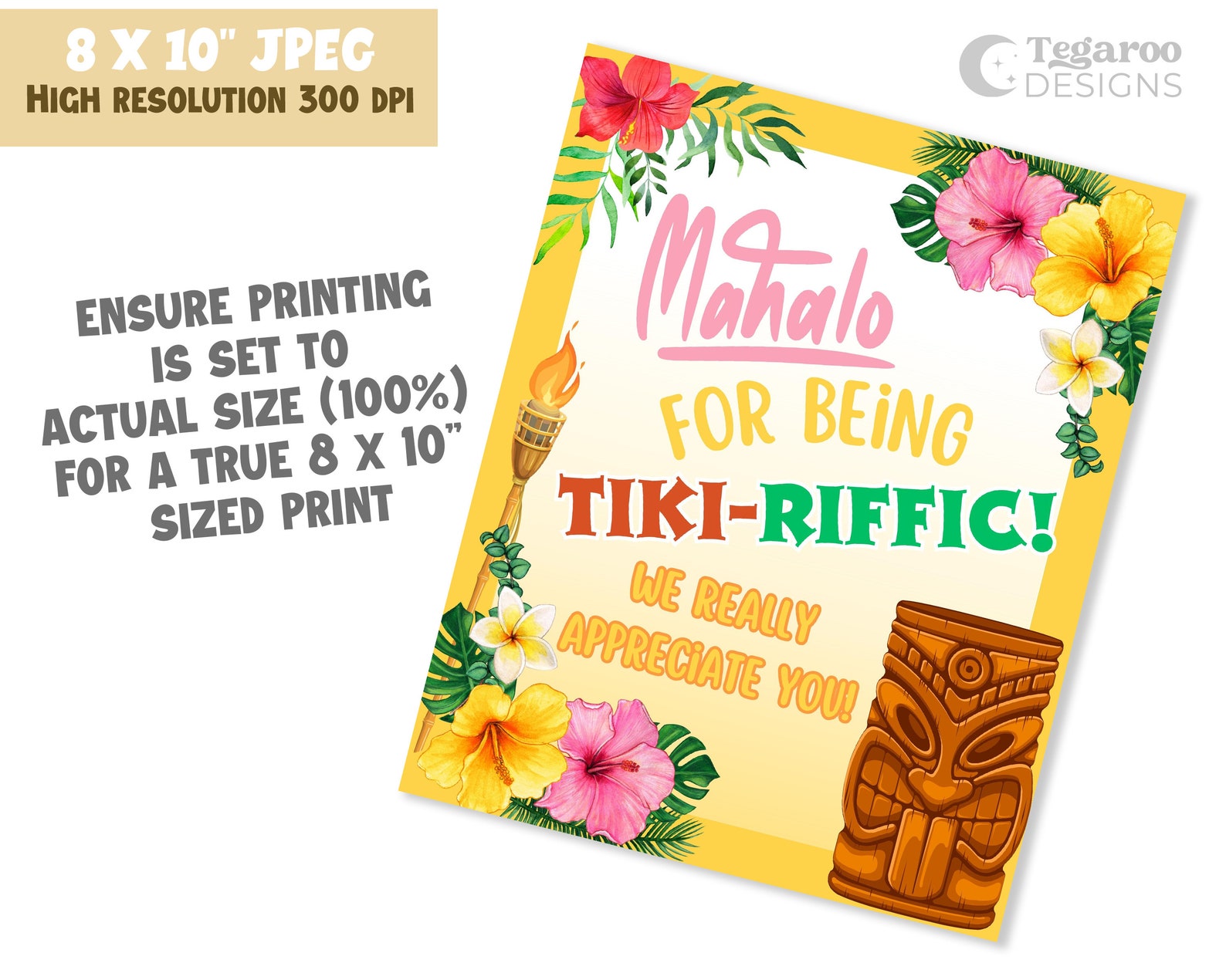 Tiki Hawaiian Luau Party Employee Teacher Appreciation Sign - Etsy