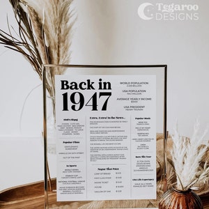 1947 Trivia | 77th Birthday Trivia | 77th Birthday Present | Birthday ...