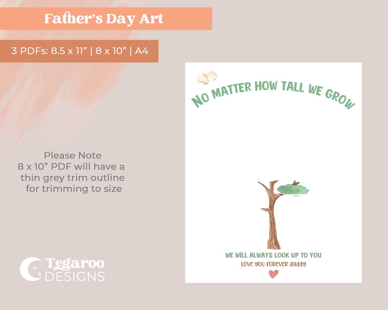 No Matter How Tall We Grow Tree Father's Day Gift Present | Nature Hand ...