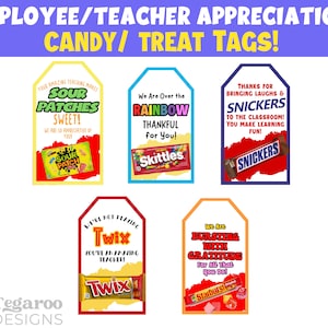 26 Teacher Appreciation Tags | Candy Bar Gift Tag | Treat Tags ...