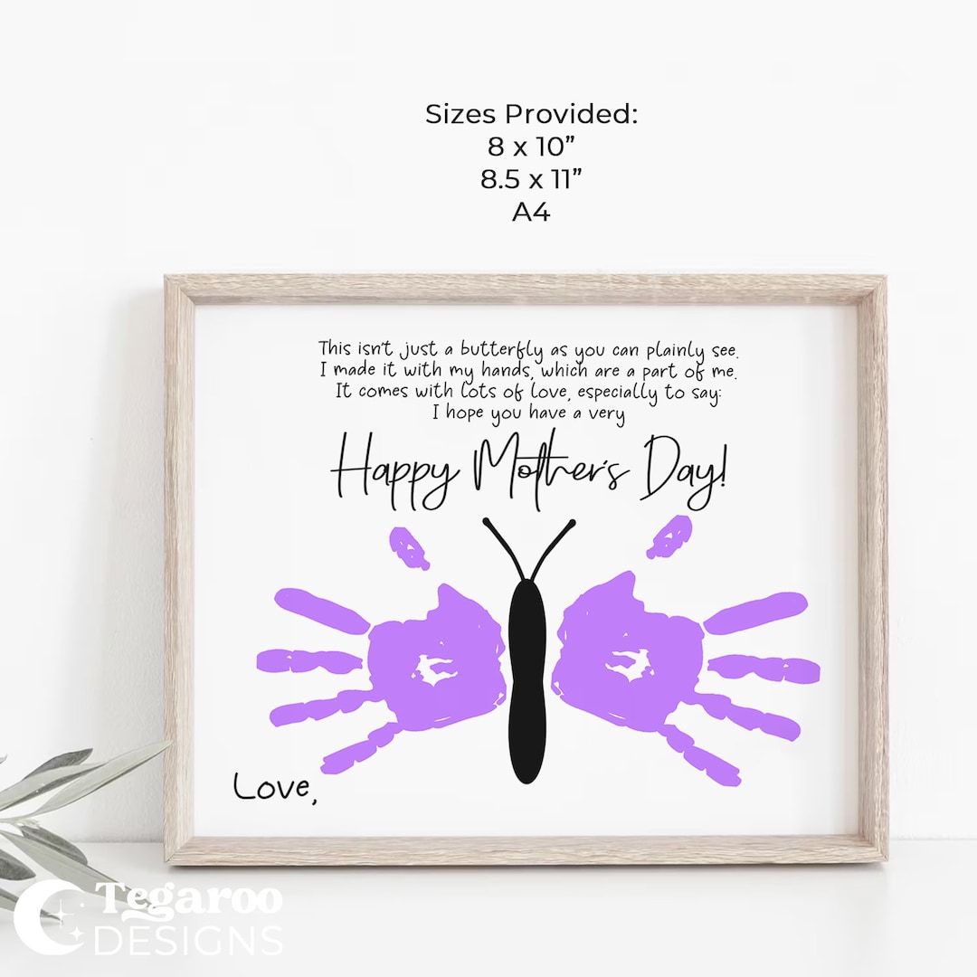 Mothers Day Gift | Butterfly Hand Print DIY Craft | Mother's Day Gift ...