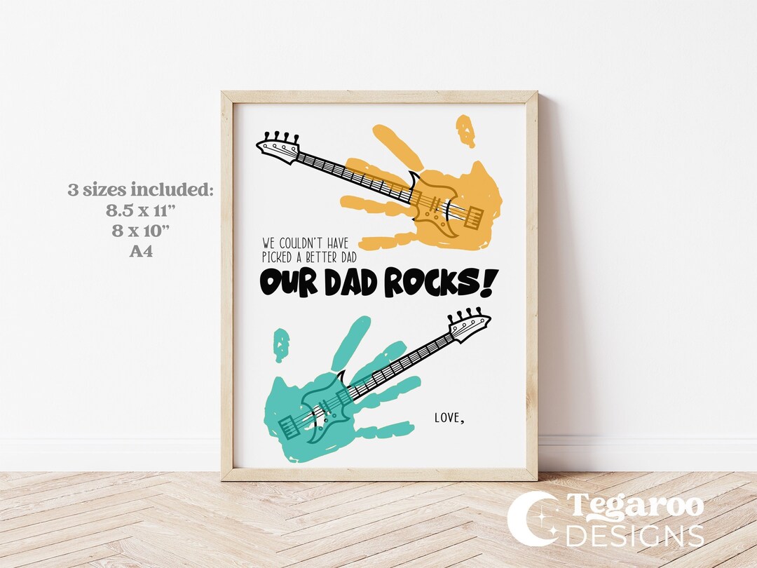 Our Dad Rocks Father's Day Gift Present | Hand Print Art DIY Craft ...