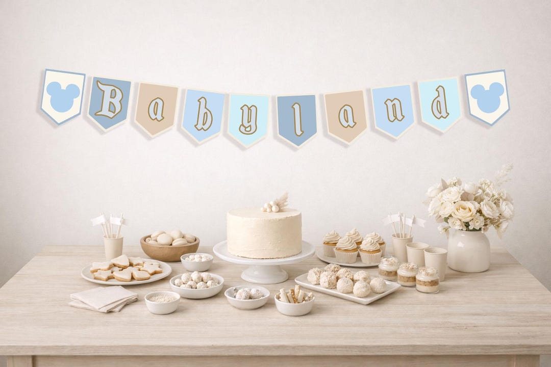 Disneyland Babyland Banner | Baby Shower, Boy Baby Shower, Birthday ...