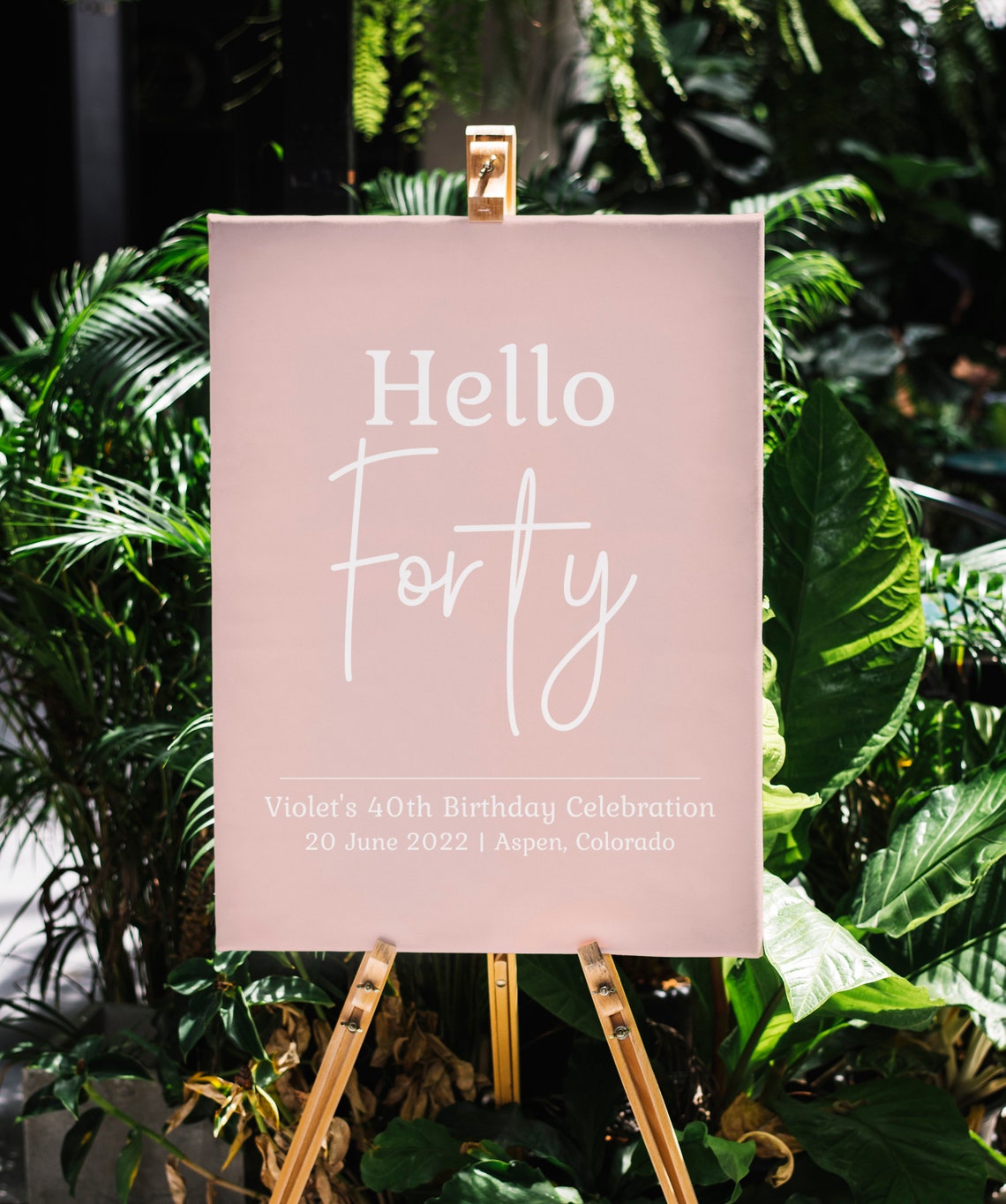 Minimalist Modern Chic Blush Pink 40th Birthday Welcome Sign | Hello ...