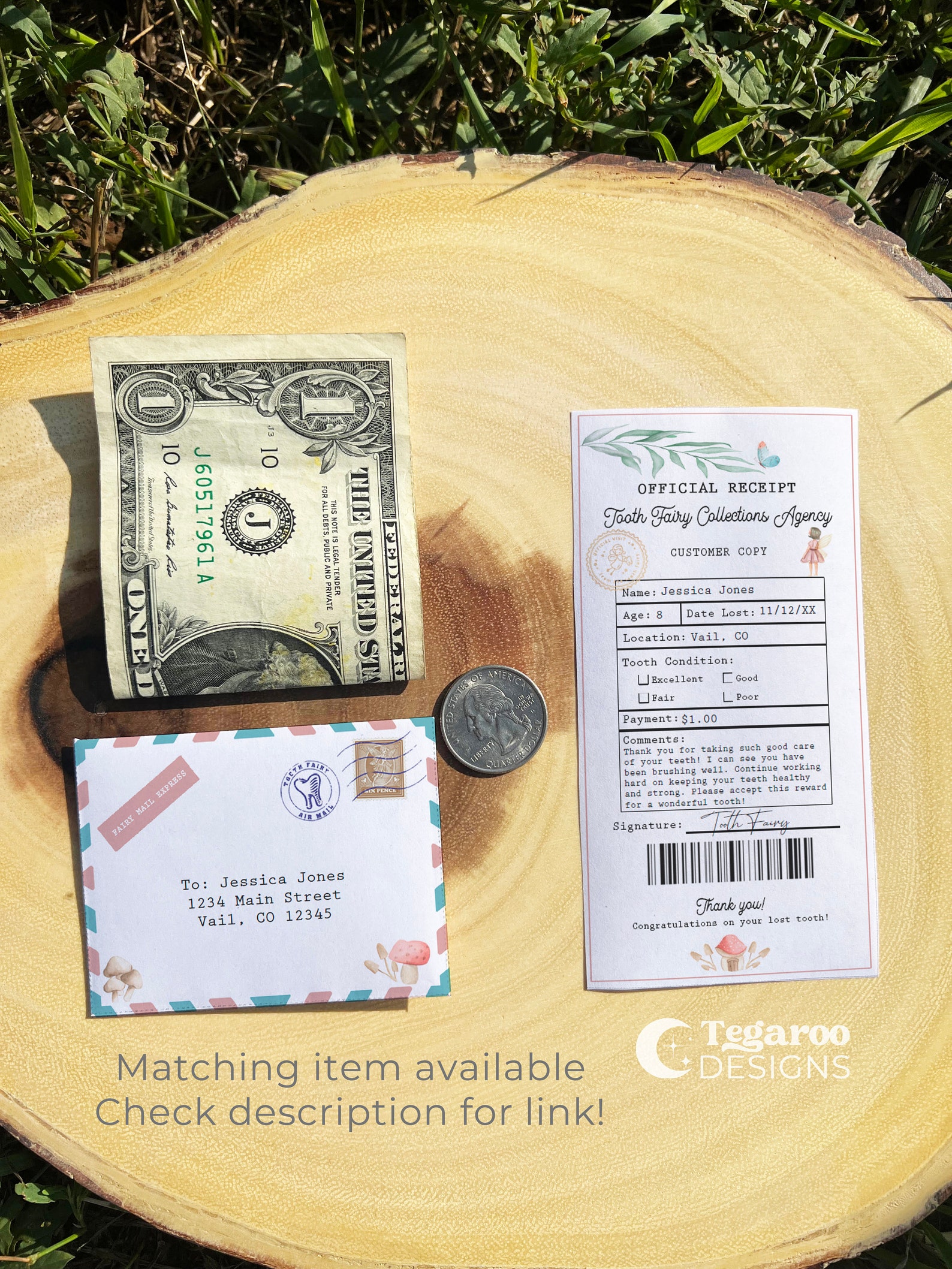 Pacifier Binky Fairy Miniature Letter, Receipt, Envelope | Boy or Girl ...