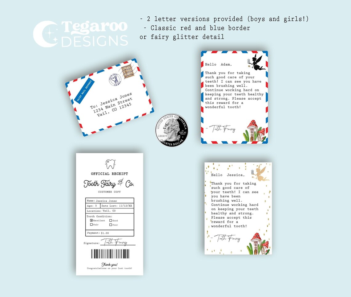 Lost Tooth Realistic Tooth Fairy Mini Tiny Letter Receipt - Etsy