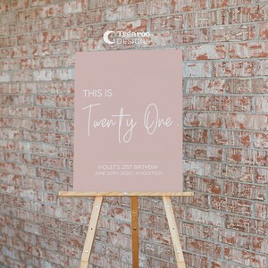 Minimalist Modern Chic Blush Pink Twenty First 21 Birthday Welcome Sign ...