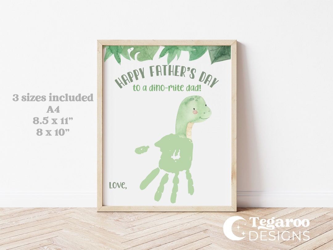 Dinosaur Father's Day Gift Present | Dino-mite Dinomite Dad Hand Print ...