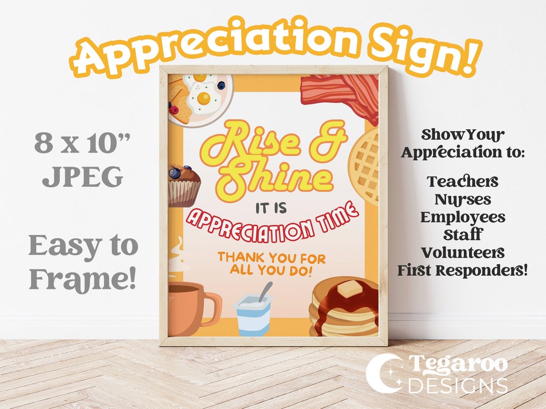 Breakfast Employee Teacher Appreciation Sign | Rise and Shine Brunch Bar |first Responders ...