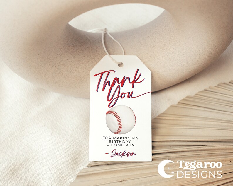 Baseballfavor Tag | Modern Minimalist Party Tag | Rookie Thank You ...