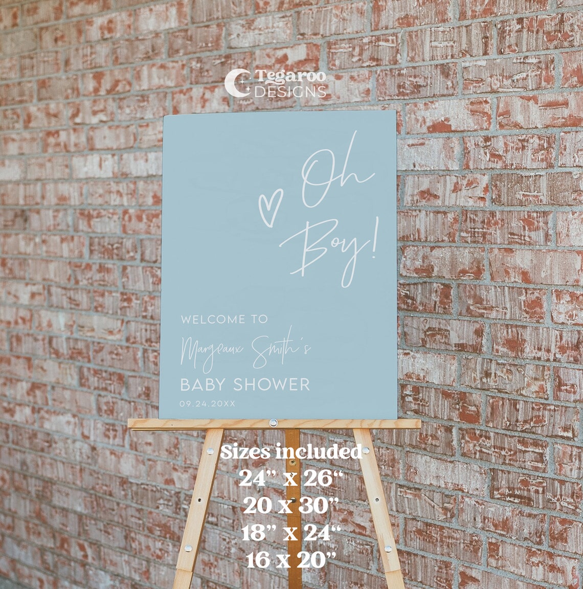 Blue Baby Shower Welcome Sign Oh Boy It's a Boy - Etsy