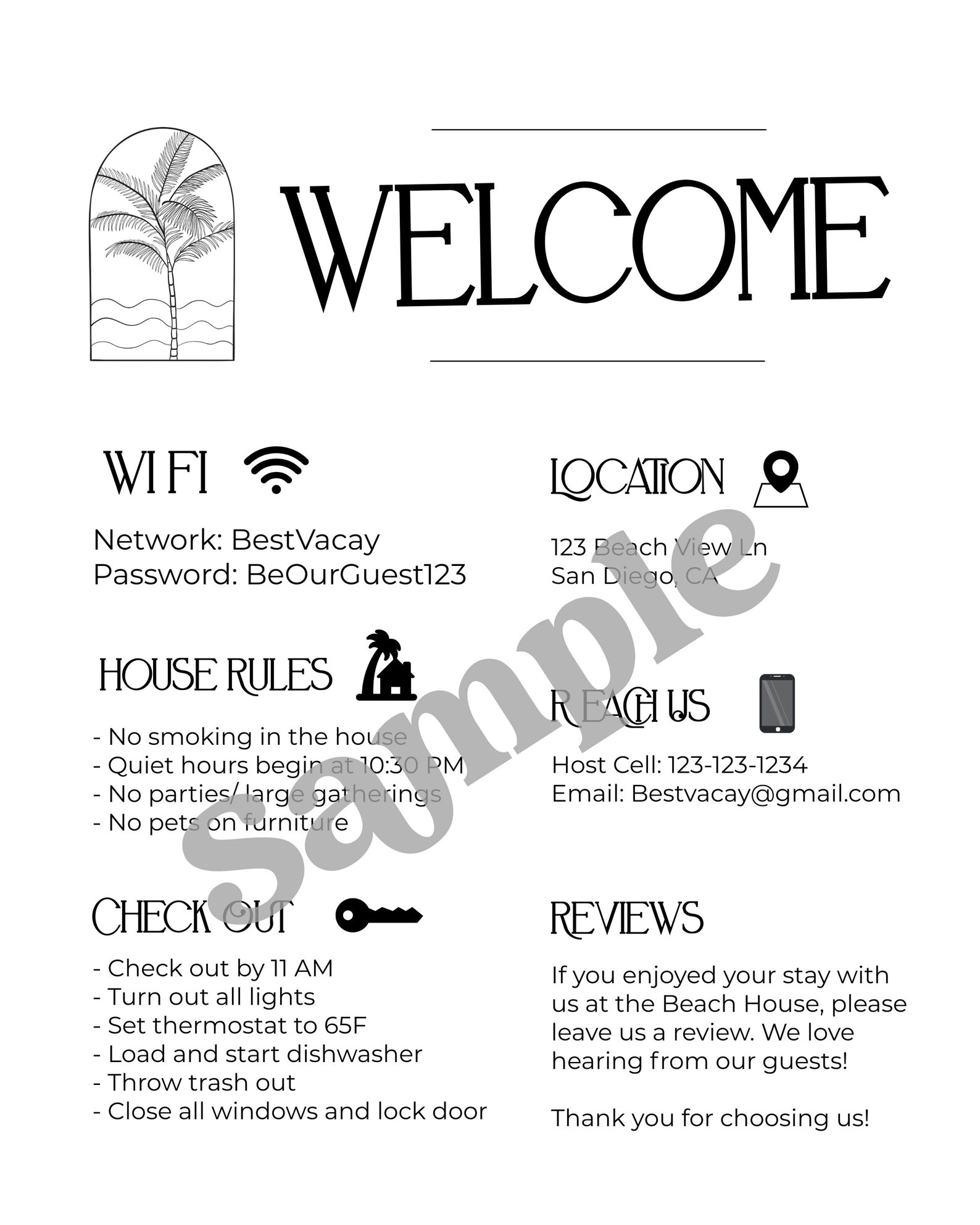 Boho Modern Minimalist Airbnb VRBO Vacation Welcome Sign - Etsy