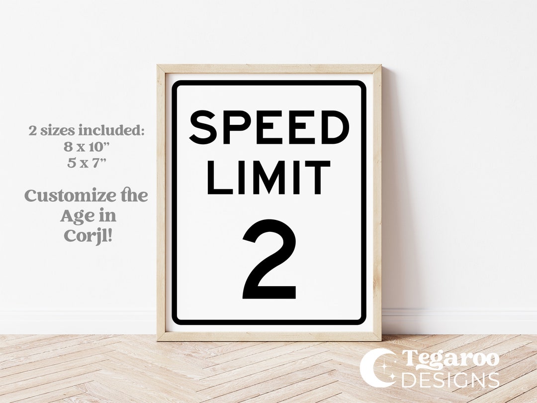 Speed Limit Birthday Age Sign | Any Age | Two Fast | Race Car Birthday ...
