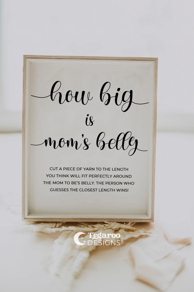Simple Clean Modern How Big is Mommy's Belly Sign and Tickets | Neutral ...
