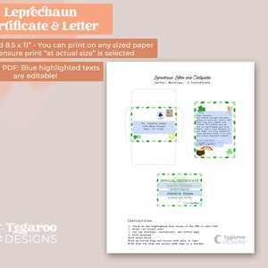 Customizable Leprechaun Letter and Leprechaun Trap Certificate | St ...