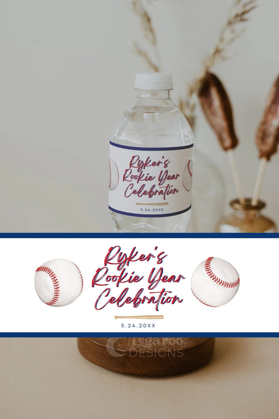 Baseball Water Bottle Label | Minimalist | Rookie of the Year | Sports ...
