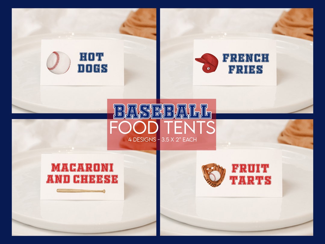 Baseball Rookie of the Year Party Food Tents | Food and Drink Labels ...