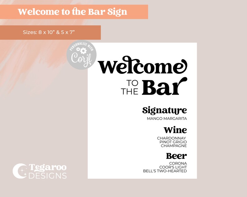 Welcome to the Bar Sign Wedding Signage Drink Sign Open - Etsy