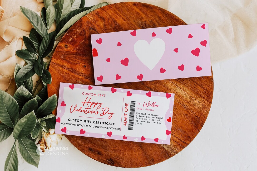 Hearts Valentine's Day Event Ticket, Gift Certificate Template | for ...
