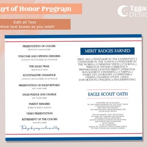 Eagle Scout Court of Honor Program Court of Honor Pamphlet Eagle Scout ...