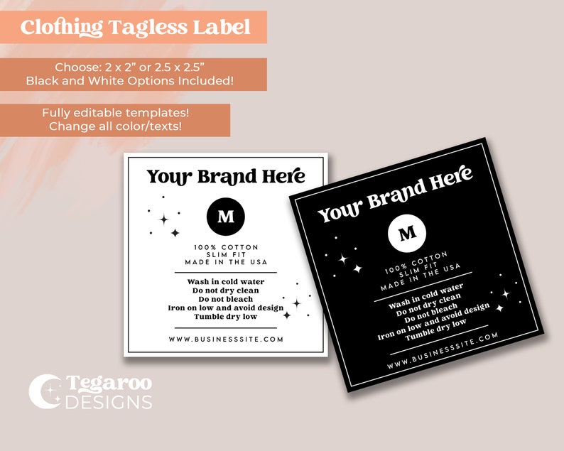 Editable Retro Tagless Label Shirt Clothing Label Editable - Etsy