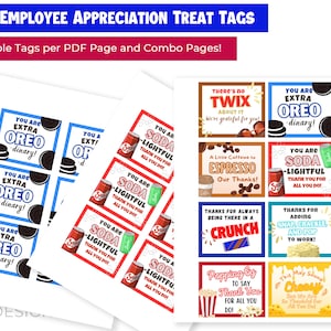 23 Teacher Employee Appreciation Tags | Candy Bar Gift Tag | Treat Tags ...