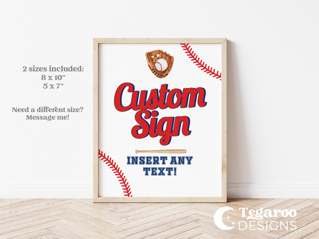Baseball Rookie of the Year Birthday Party Custom Sign | Editable Fully ...