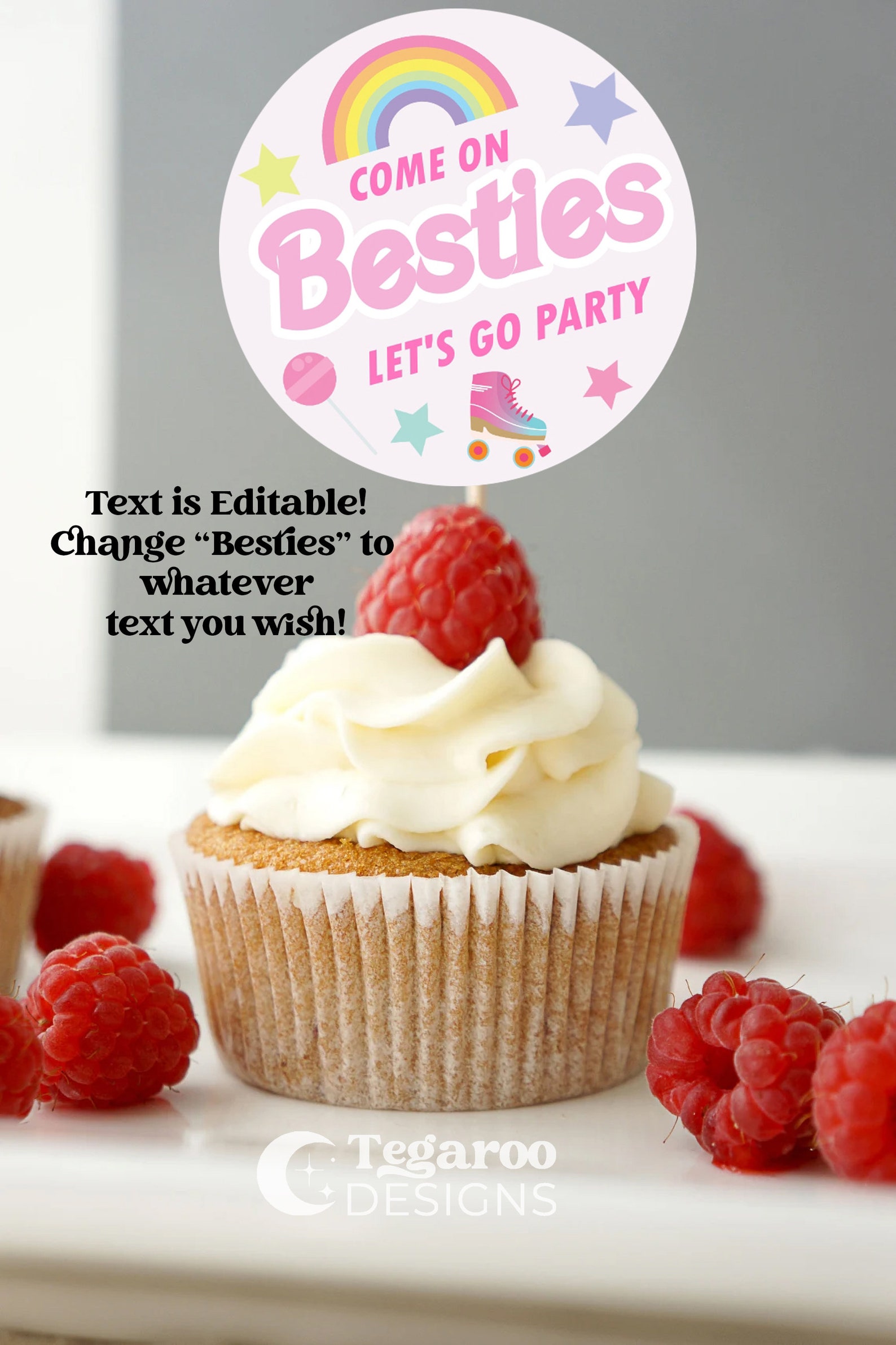 Dolly Doll Retro Roller Skate Party Birthday Cupcake Toppers - Etsy