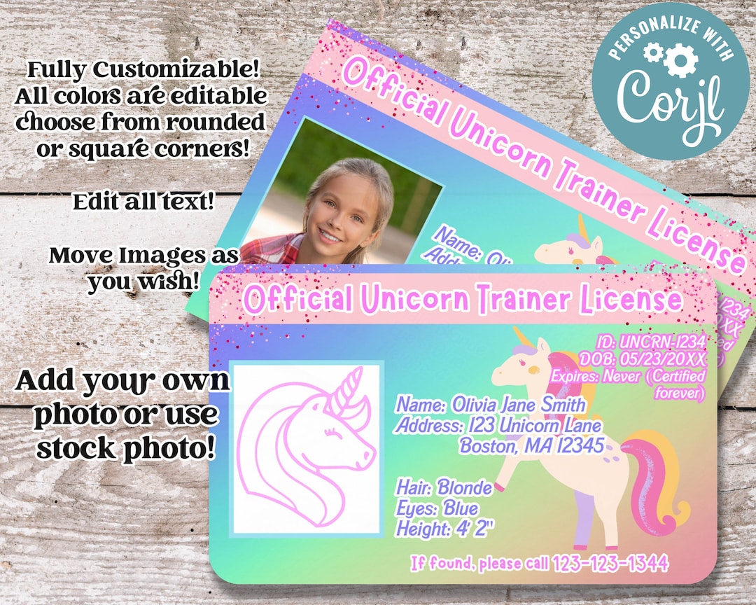 Unicorn Trainer Personalized License | Magical Play Kids License ...