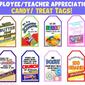 26 Teacher Appreciation Tags | Candy Bar Gift Tag | Treat Tags ...
