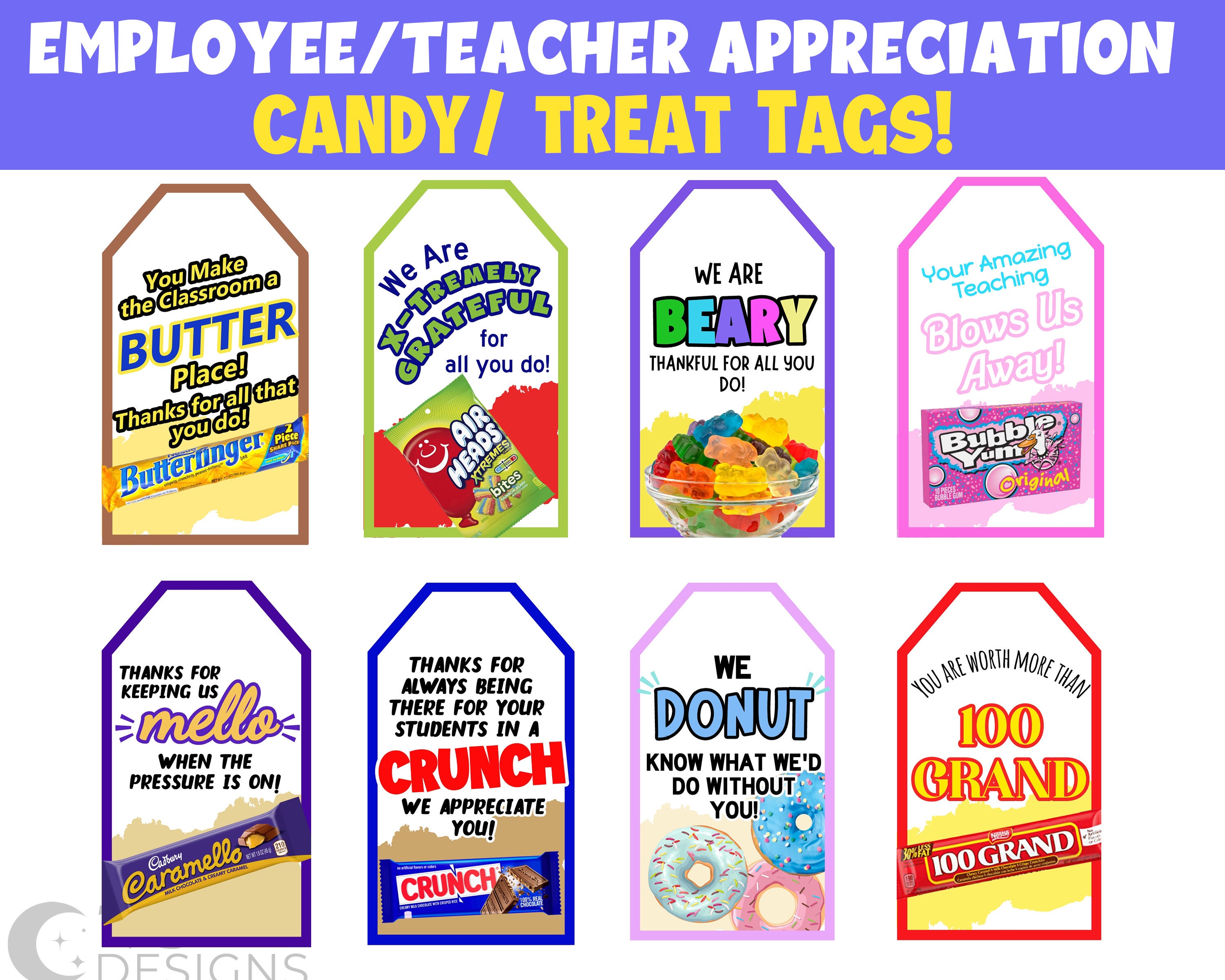 26 Teacher Appreciation Tags | Candy Bar Gift Tag | Treat Tags ...