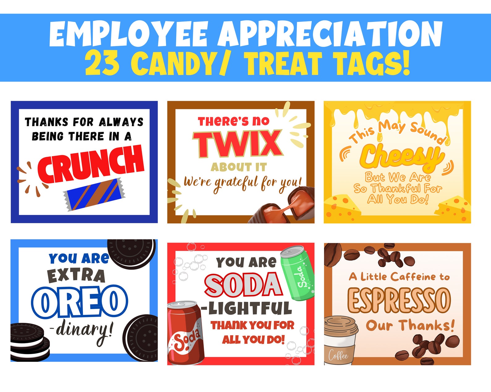 23 Teacher Employee Appreciation Tags Candy Bar Gift Tag Treat Tags ...